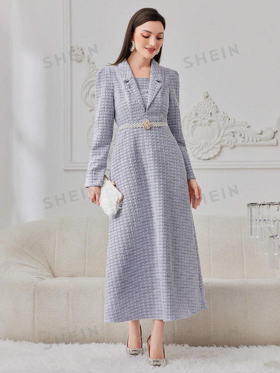 SHEIN Modely Women's 2 In 1 Arabian Dress With Suit Collar | SHEIN UK