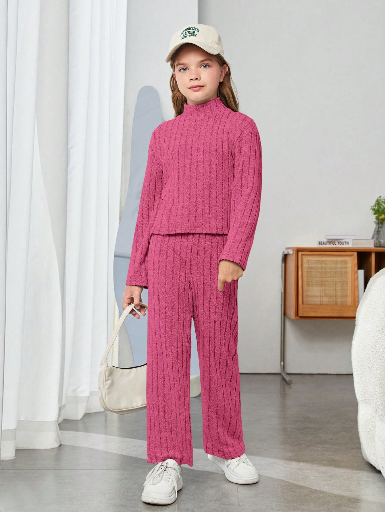 SHEIN Conjunto Casual De Dos Piezas Para Niñas Con Cuello Alto Holgado ...