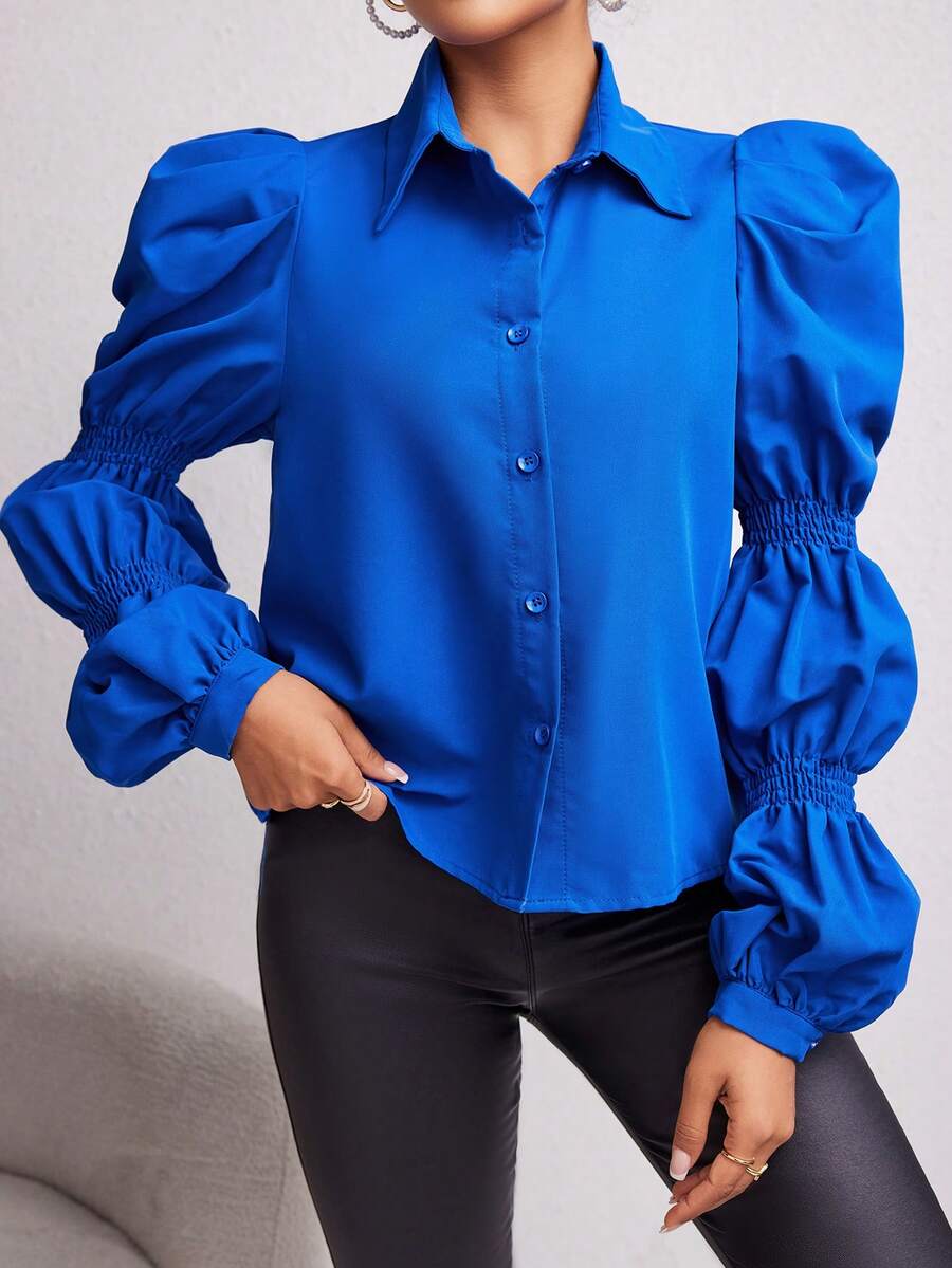 Shein Privé Solid Button Front Shirt Shein Malaysia