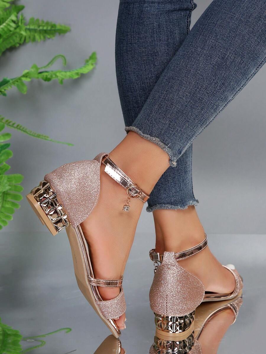 Ladies' Buckle Design Chunky Heel High-heeled Sandals For Spring ...
