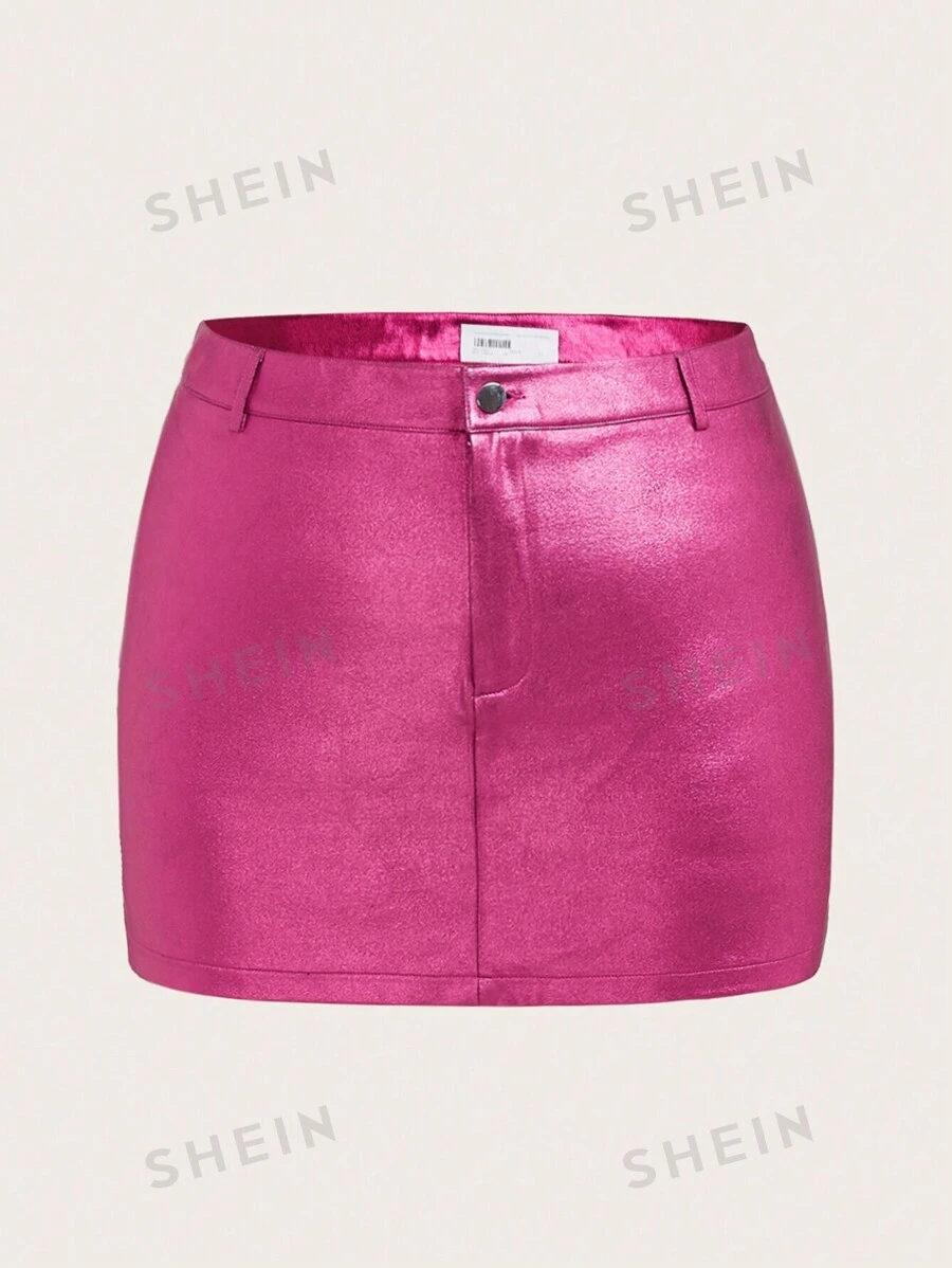 SHEIN ICON Plus Metallic Bodycon Skirt | SHEIN USA