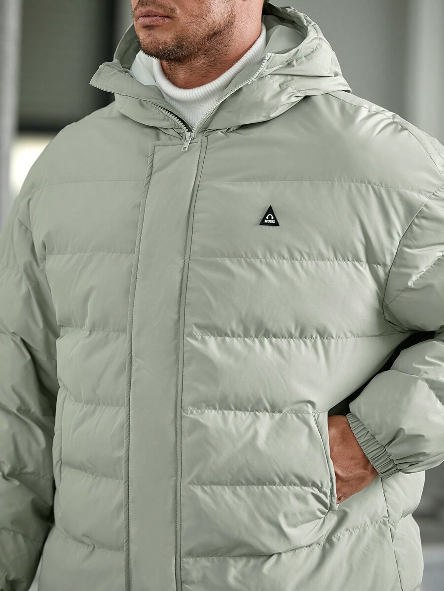 Manfinity Homme Men's Plus Size Oversized Puffer Jacket With Patchwork ...