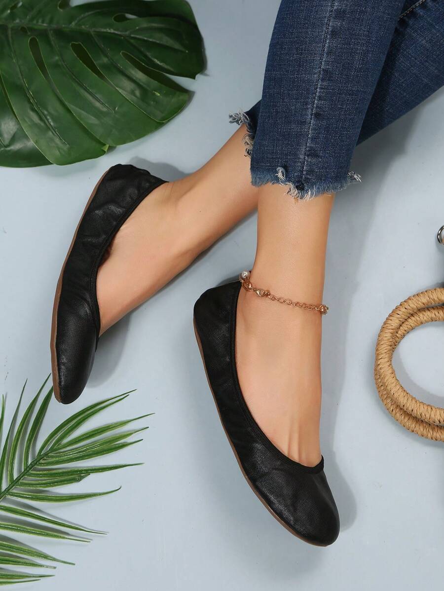 Women Simple Folding Ballet Flats, Casual Everyday Wear | SHEIN EUR