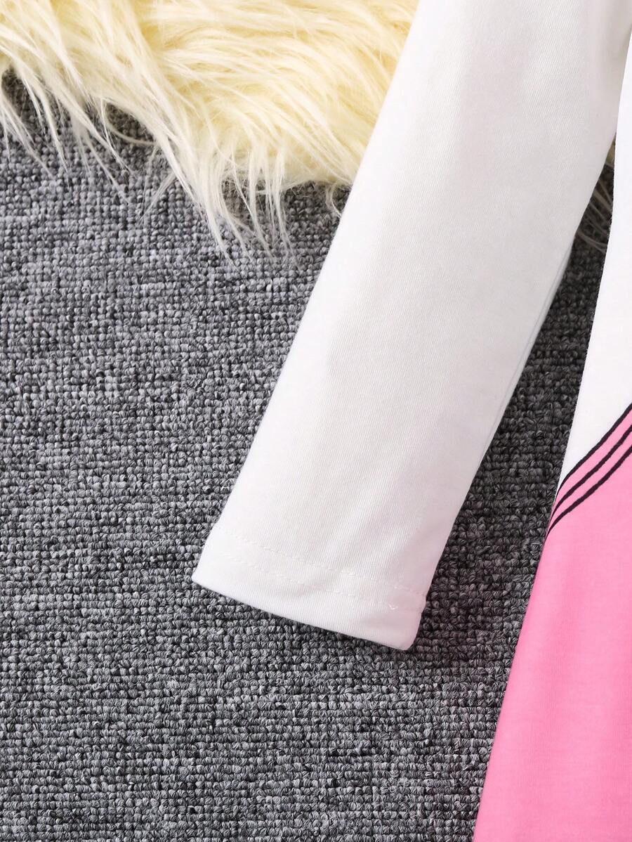 SHEIN Young Girl Cat Print Contrast Color Dress | SHEIN UK