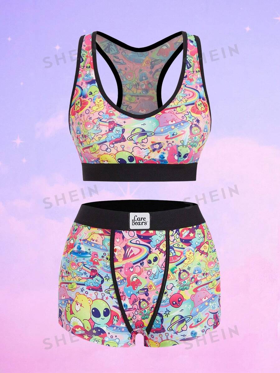 ROMWE X Care Bears Cartoon Bear & Alien Printed Underwear Set | SHEIN USA