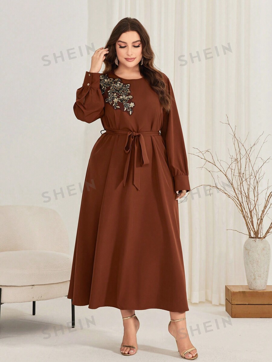 SHEIN Najma Plus Size Flower Pattern Belt For Arabic Clothing | SHEIN EUQS