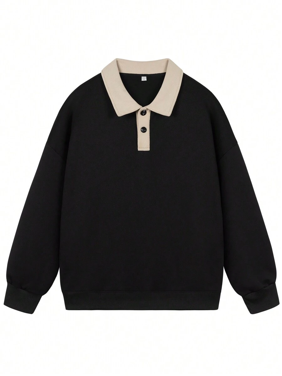 Men Contrast Collar Drop Shoulder Polo Shirt | SHEIN USA