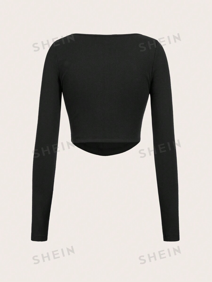 Shein Ezwear Two Tone Knot Front Crop Tee Shein Uk