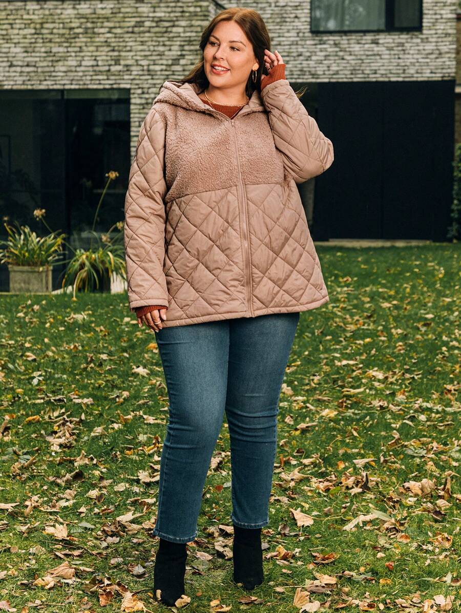 EMERY ROSE Plus Size Hooded Winter Jacket | SHEIN USA