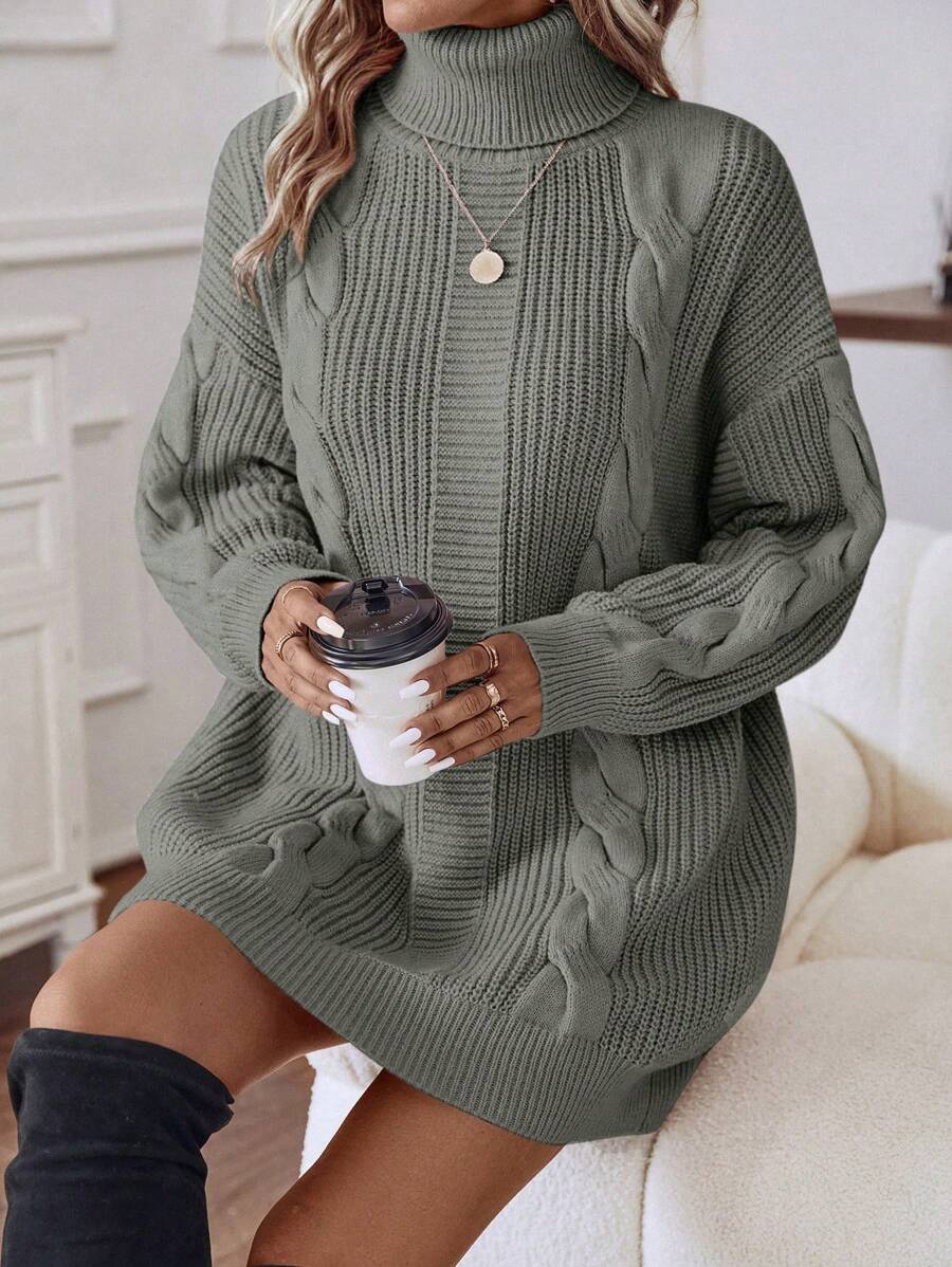 EMERY ROSE Vestido Suéter De Cuello Alto Con Hombros Caídos Para Mujer ...