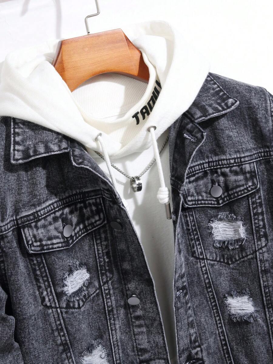 Manfinity EMRG Men's Ripped Denim Jacket | SHEIN UK