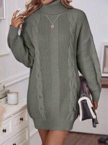 EMERY ROSE Vestido Suéter De Cuello Alto Con Hombros Caídos Para Mujer ...