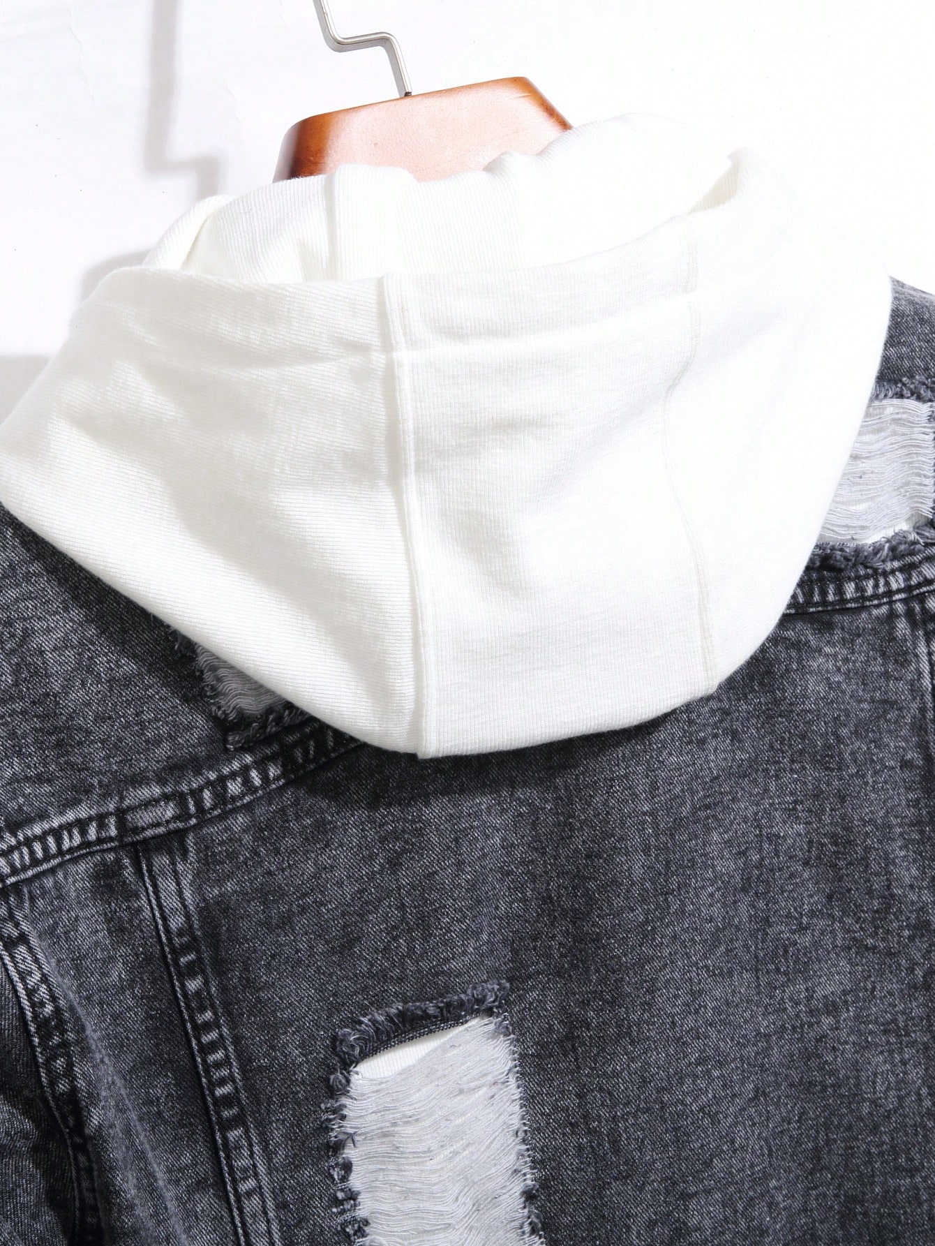 Manfinity EMRG Chaqueta de mezclilla rasgada para hombre, chaqueta ...