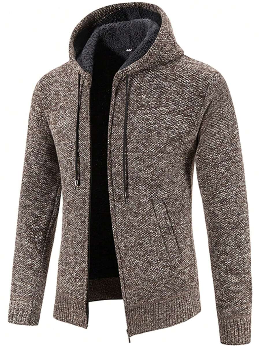 NITAGUT Men's Drawstring Hooded Fleece Jacket | SHEIN USA