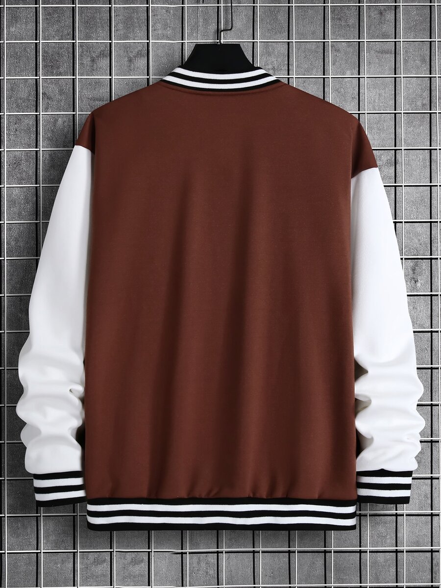Manfinity Hypemode Men's Loose Fit Letter Patched Colorblock Varsity ...