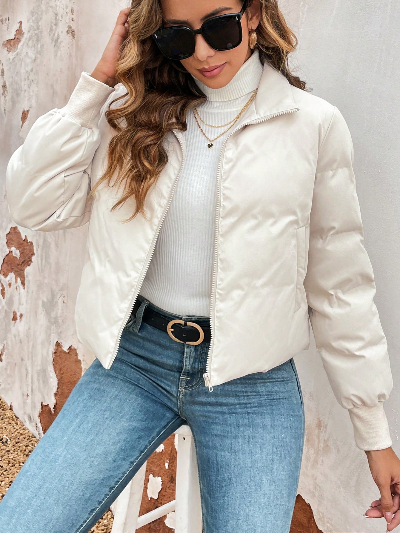 SHEIN Essnce Zip Up Puffer Coat | SHEIN USA