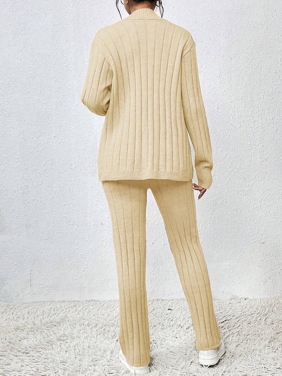 SHEIN Relaxiva Conjunto De Suéter E Calça De Tricô Com Detalhe De Bolso ...