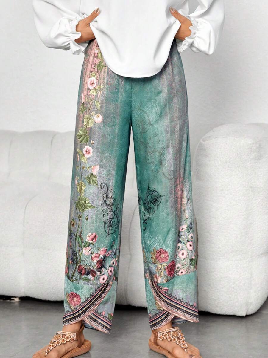EMERY ROSE Floral Print Wide Leg Pants | SHEIN USA