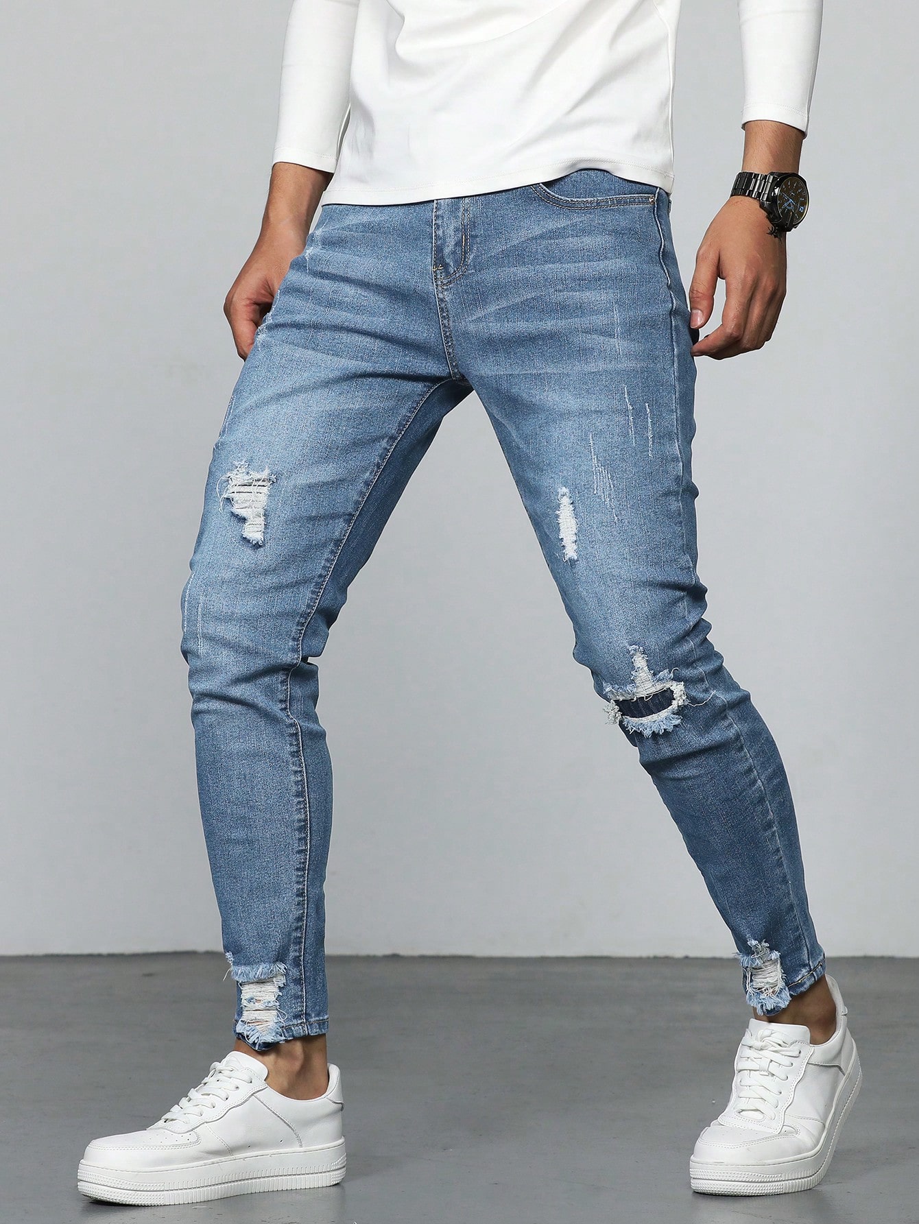Manfinity LEGND Men's Slim Fit Ripped Jeans | SHEIN USA