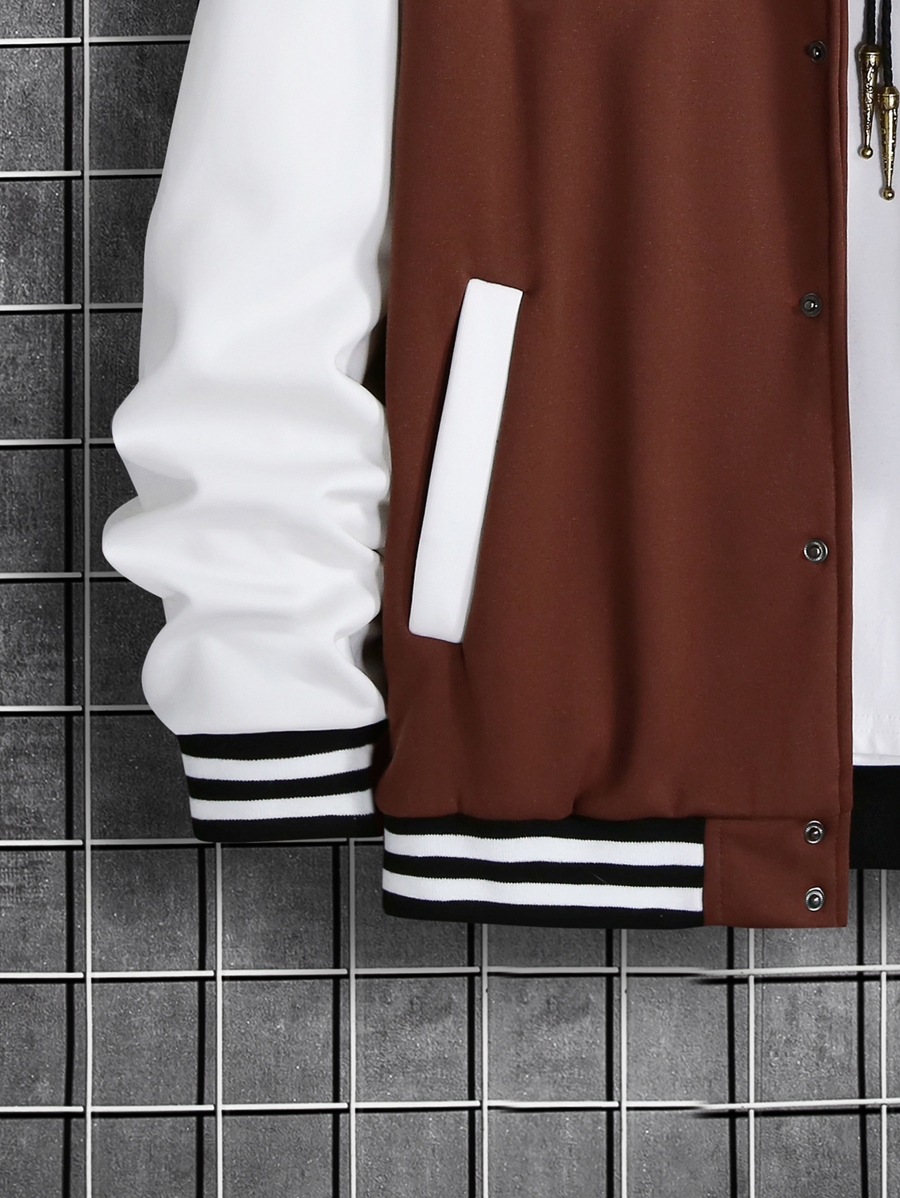 Manfinity Hypemode Men's Loose Fit Letter Patched Colorblock Varsity ...