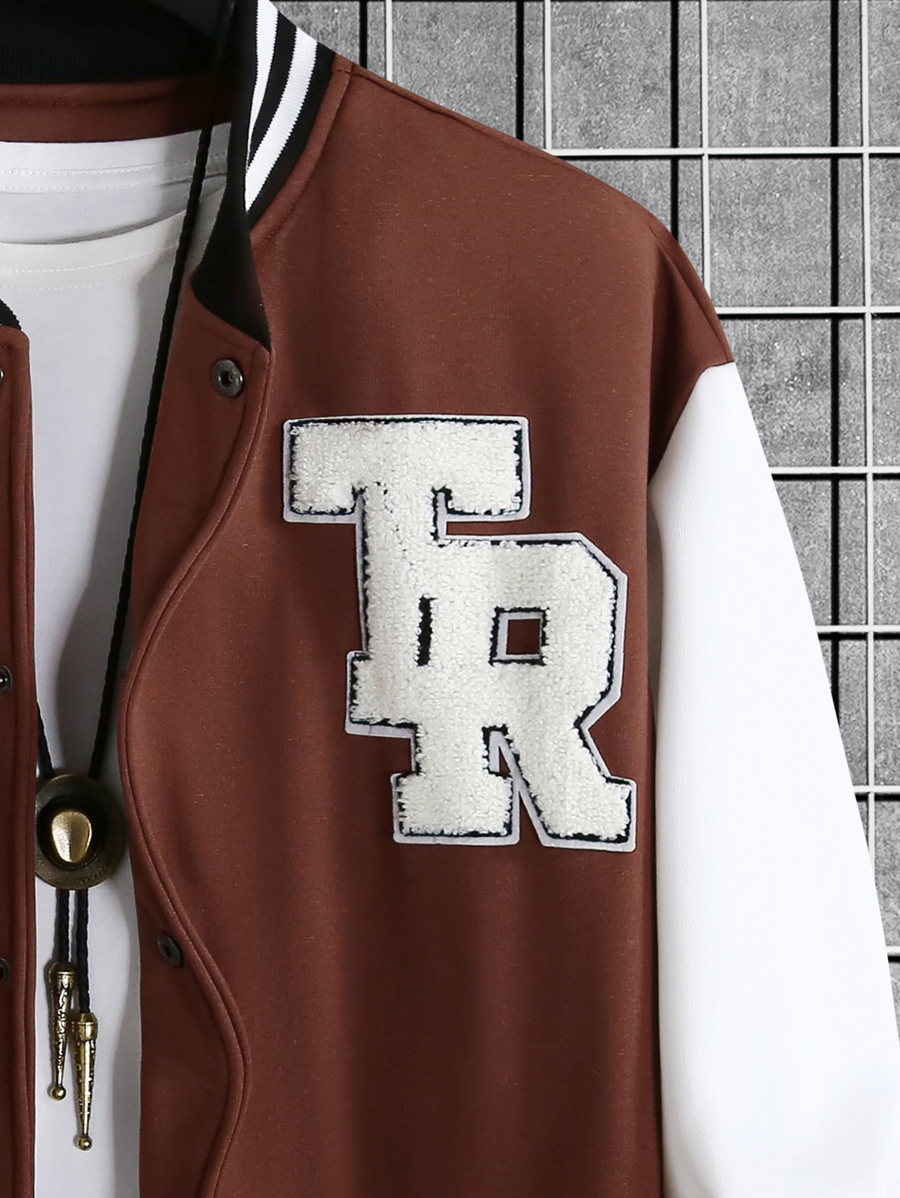 Manfinity Hypemode Men's Loose Fit Letter Patched Colorblock Varsity ...