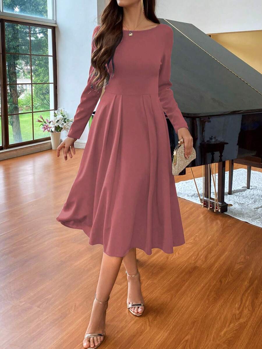 SHEIN LUNE Solid Color Dress | SHEIN USA