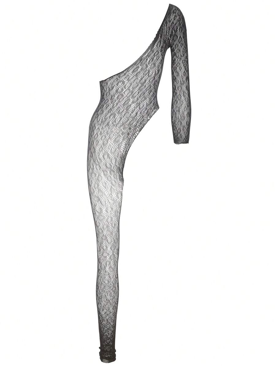 Classic Sexy Women's Sexy Asymmetrical Sheer Bodystocking | SHEIN UK