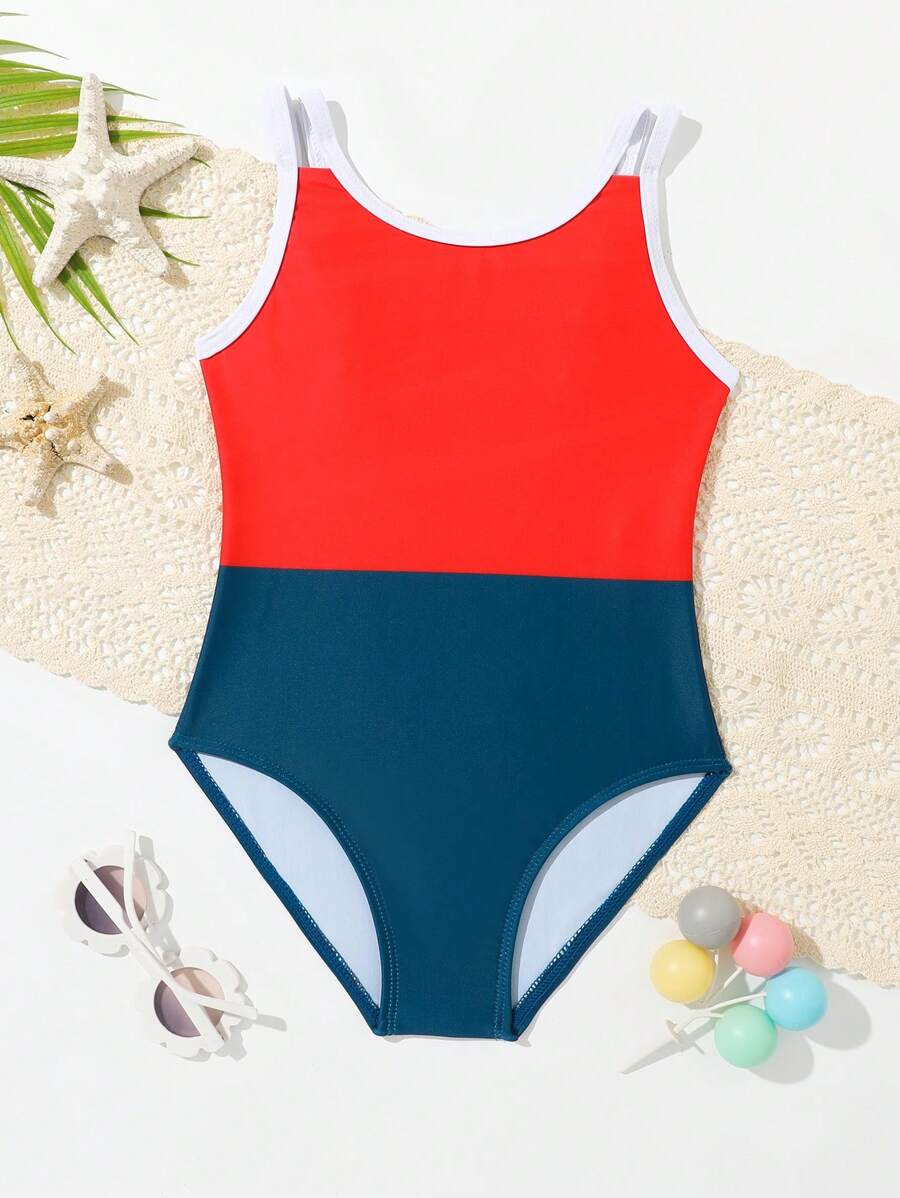 Girls' Color Block One-piece Swimsuit | SHEIN USA