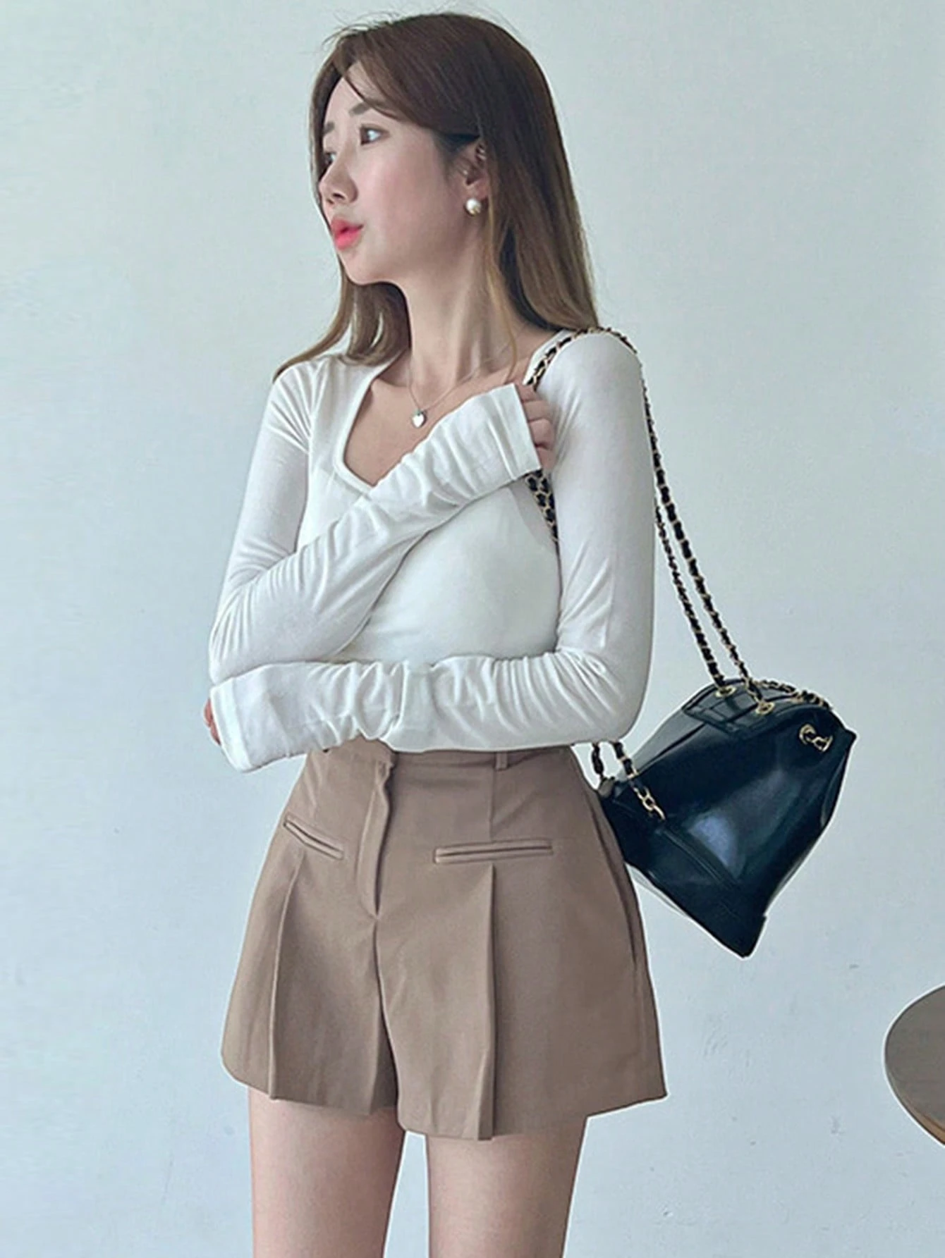 DAZY Vrouwen Geplooide Korte broek met brede pijpen | SHEIN Nederland