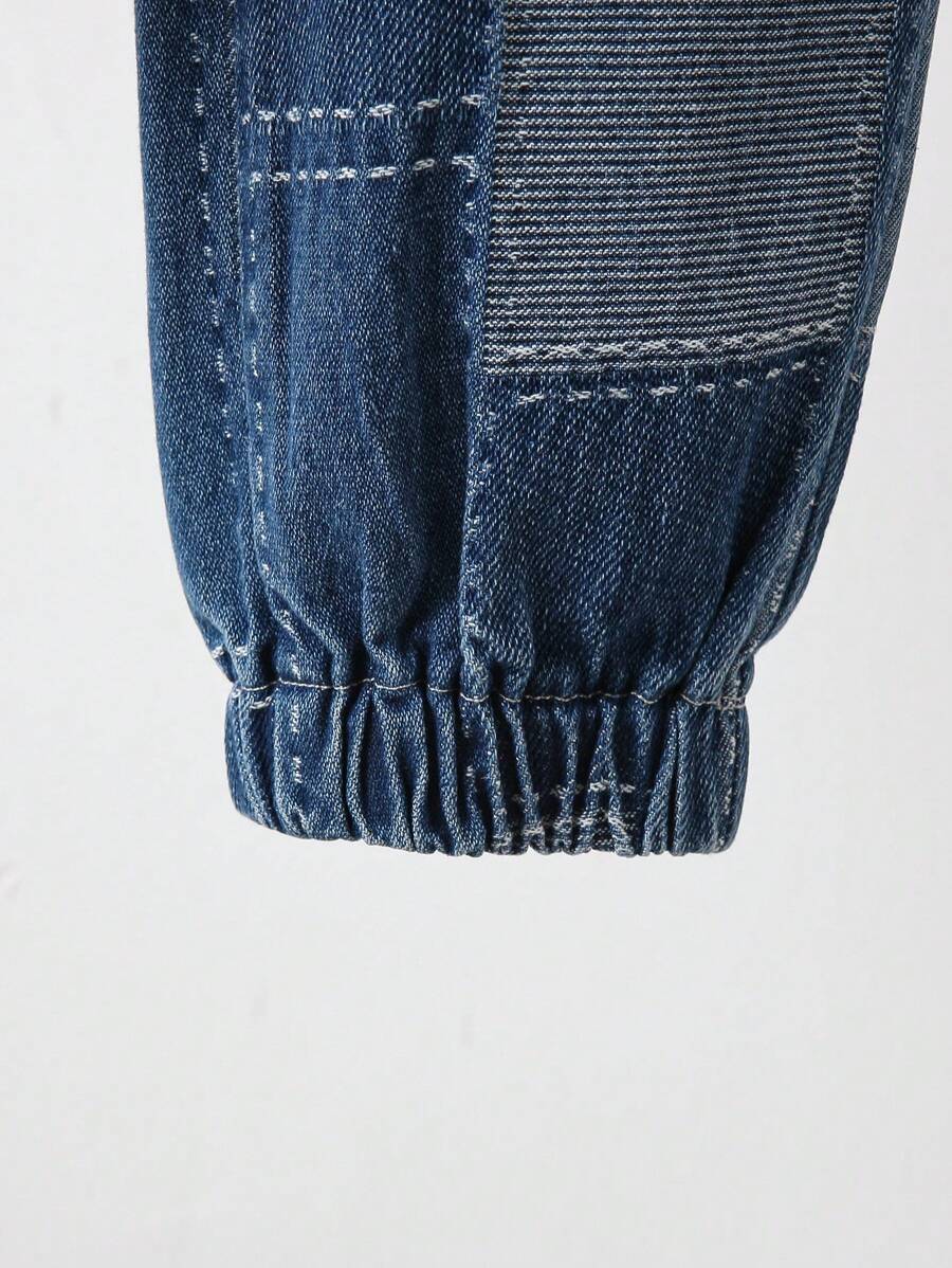 2pcs/set Color Block Denim Jacket And Jeans | SHEIN USA