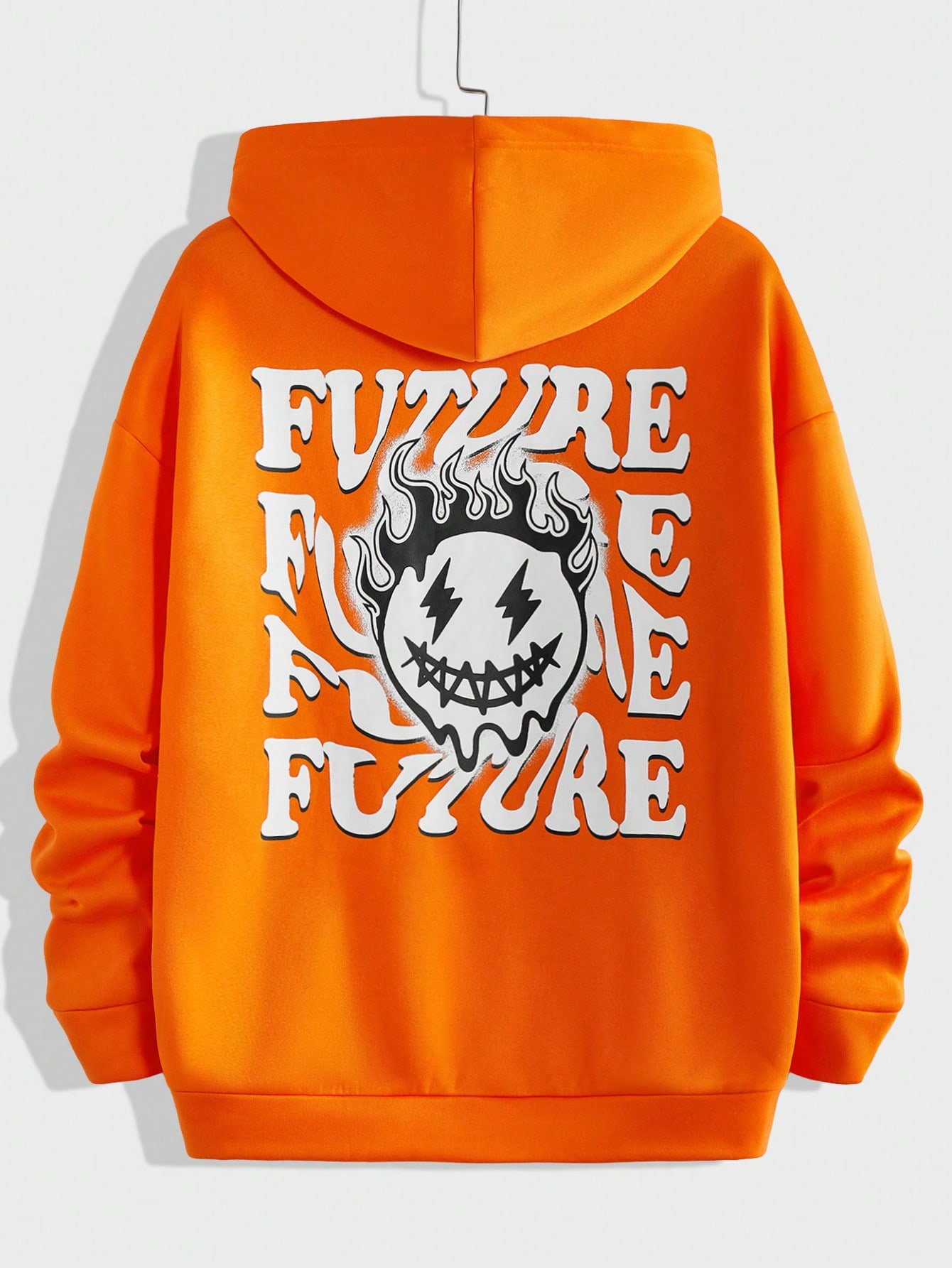 Manfinity EMRG Loose Fit Men's Thermal Hoodie With Cartoon & Slogan Graphic And Drop Shoulder ...