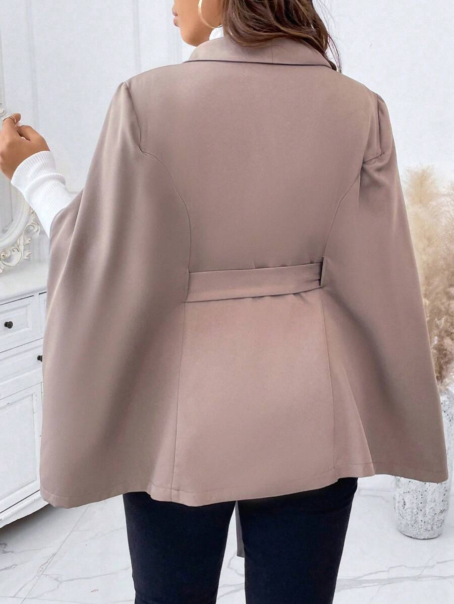 SHEIN Essnce Plus Size Monochrome Cape Suit With Double-breasted Belted ...