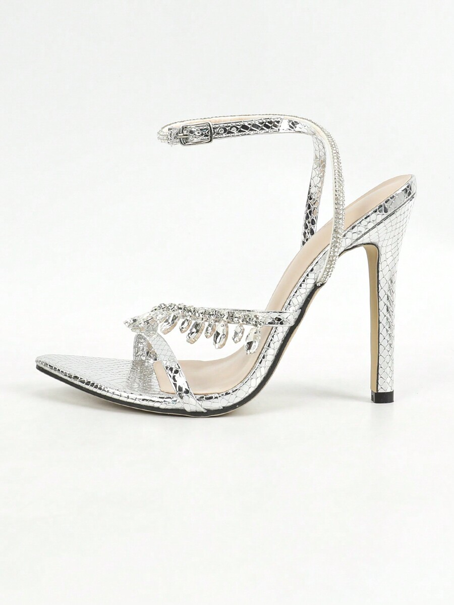 Sandales À Talons Aiguilles Strappy Avec Chaîne En Diamant Pour Femmes ...