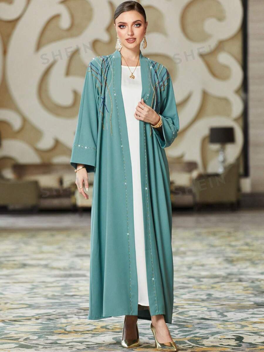 SHEIN Najma Stitch Detail Long Robe | SHEIN USA