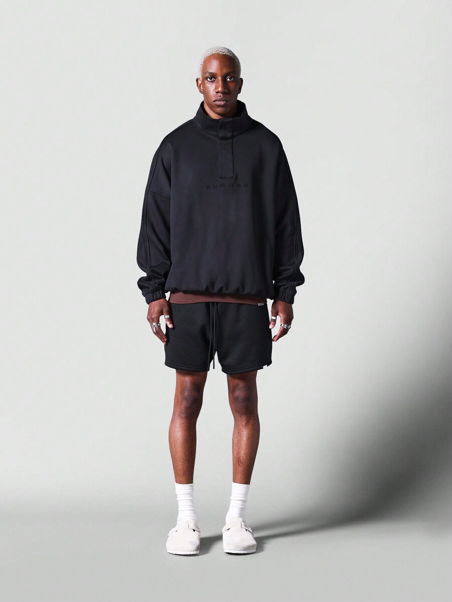 SUMWON Oversized Funnel Neck Sweatshirt With Front Logo | SHEIN USA