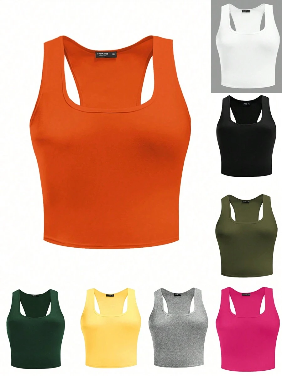 Calvaya Plus Size Women's Solid Color Multi-Piece Overalls Tank Top For ...