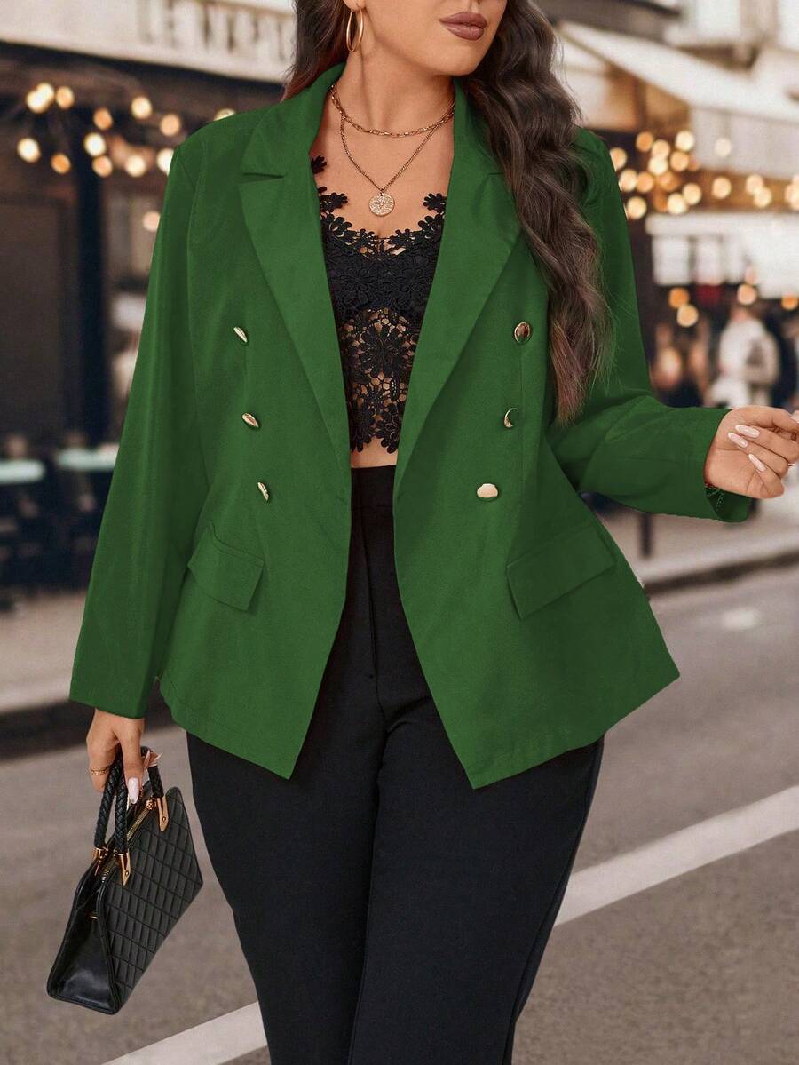 Calvaya Women's Plus Size Angular Lapel Collar Suit Jacket | SHEIN USA