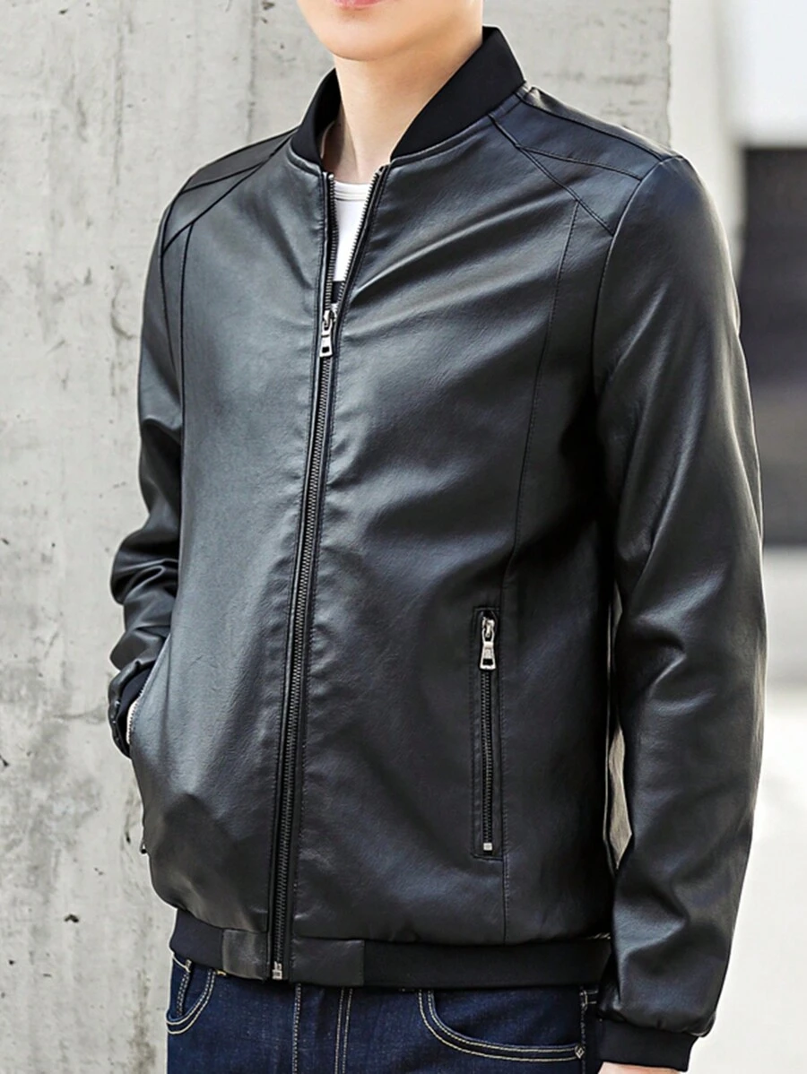 Men's Leather Baseball Jacket | SHEIN USA