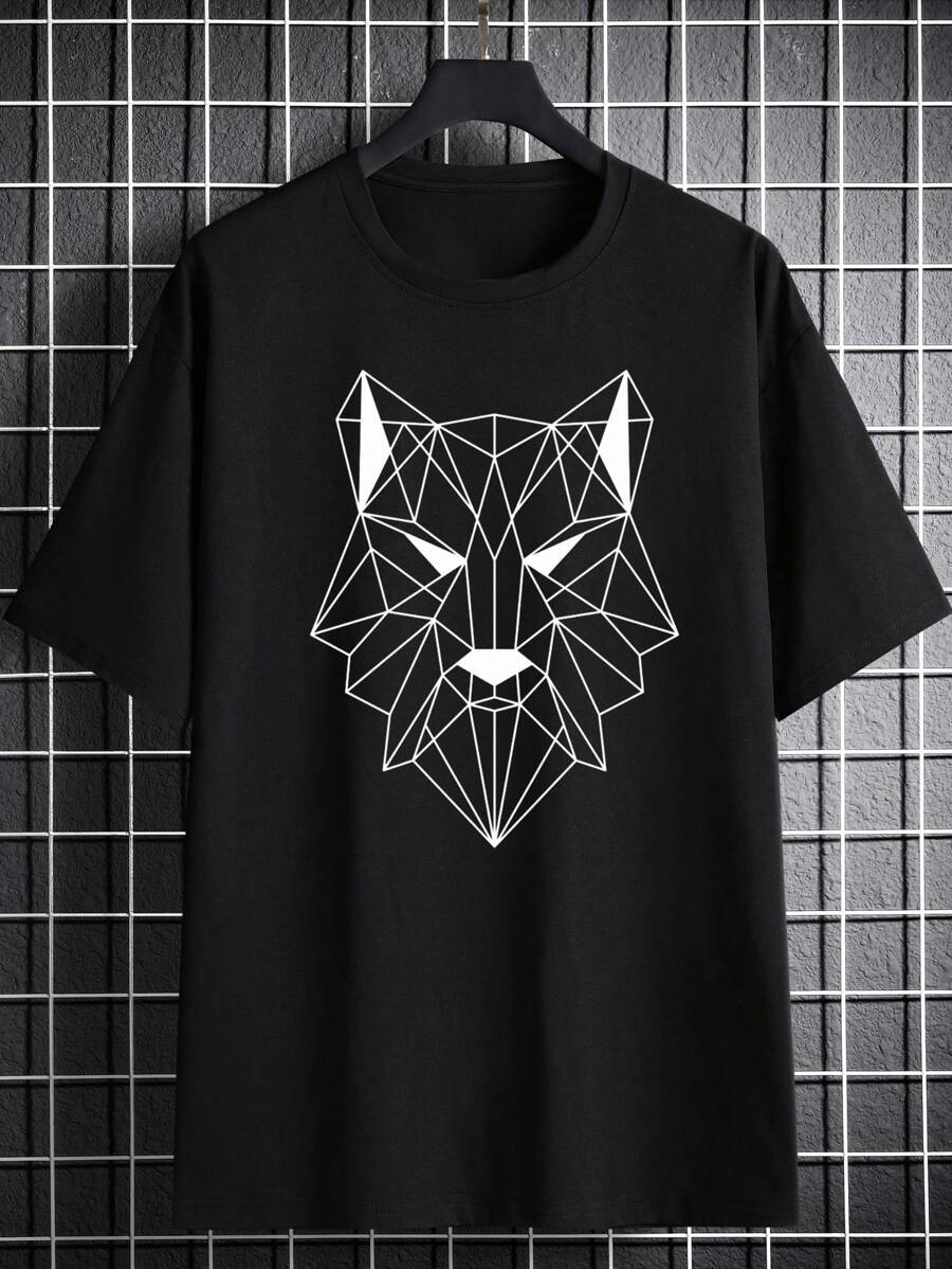 Teenage Boys' Geometric Wolf Graphic T-shirt | SHEIN EUR