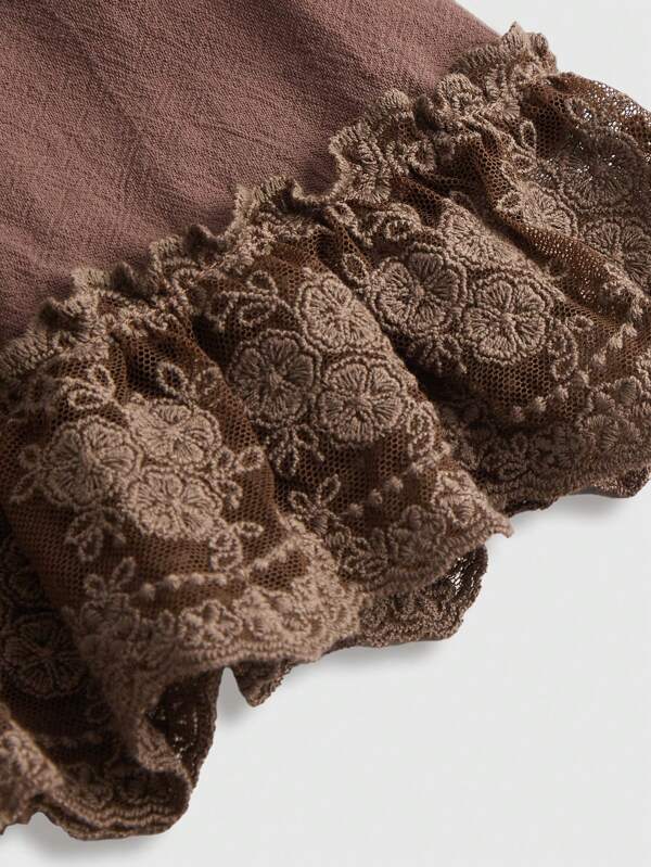 Fairycore Women's Lace Splice Mermaid Skirt With Scalloped Hem | SHEIN UK