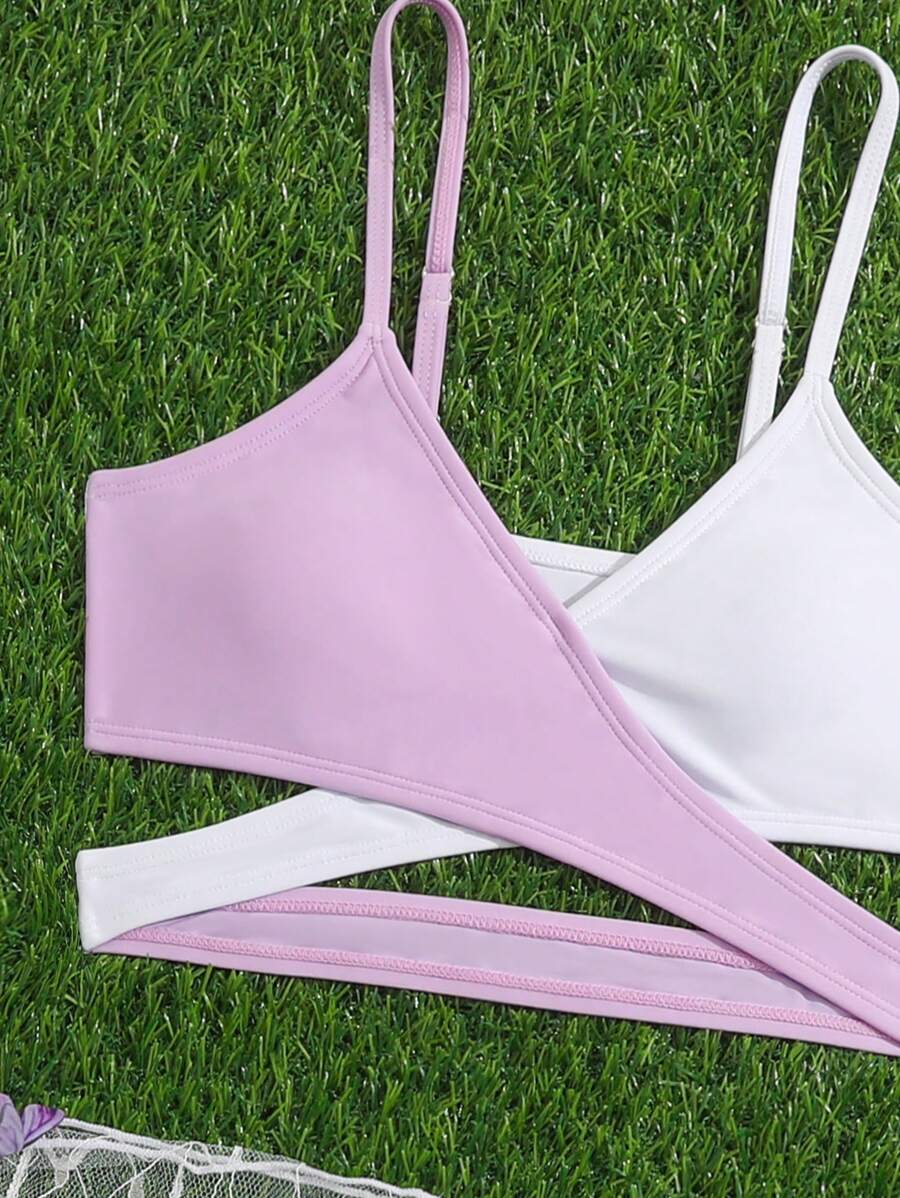 Conjunto de Maiô Bikini 3 peças para Meninas Tween, Saia Casual de ...