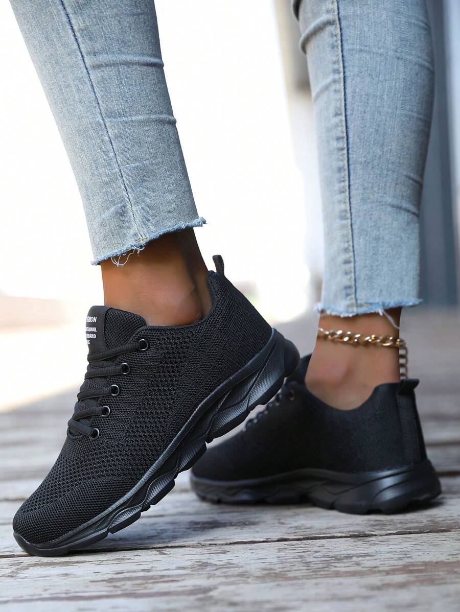 Women's Black Mesh Sports Shoes | SHEIN UK