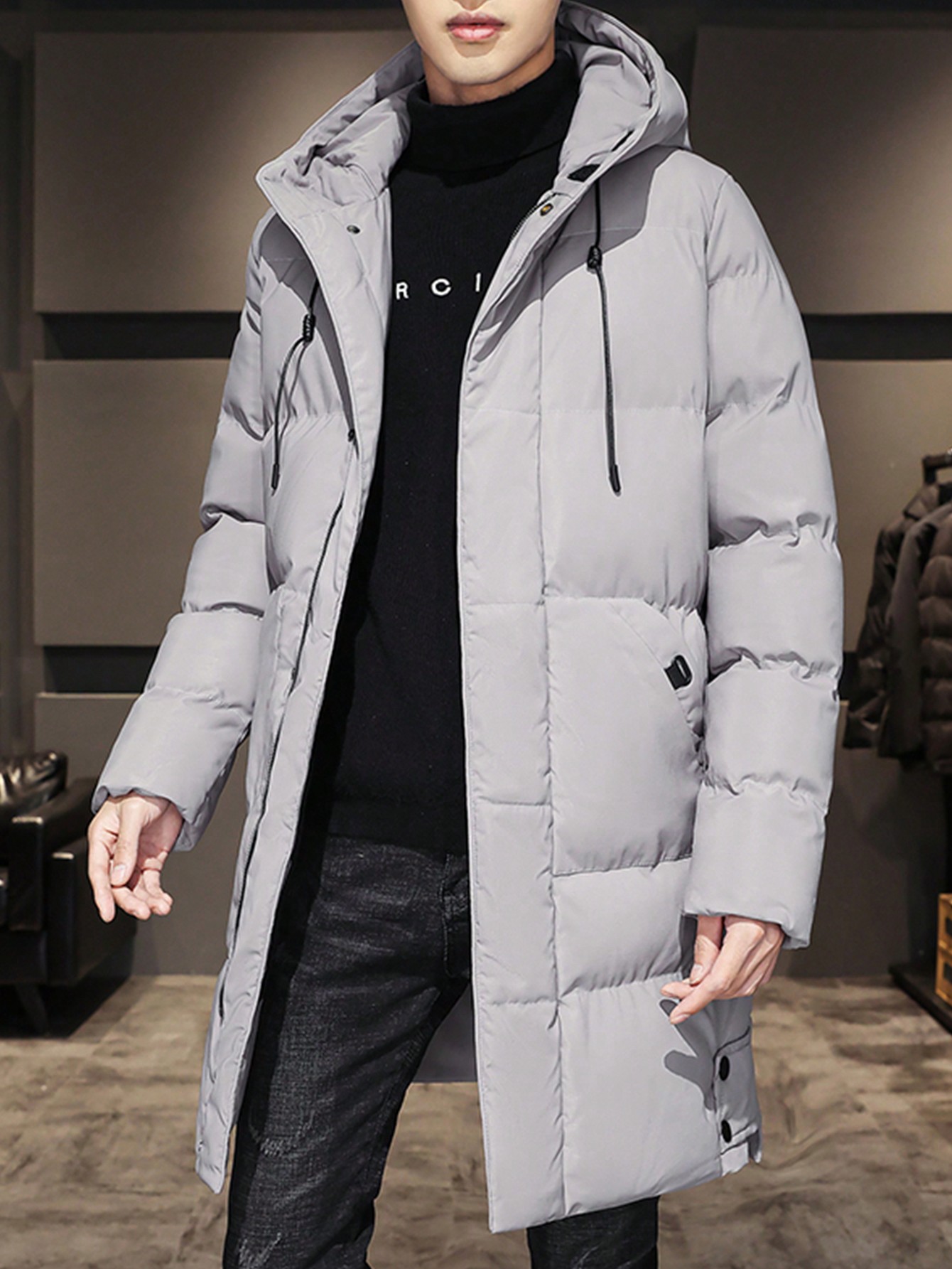 Winter Men's Hooded Mid-length Coat For Warmth | SHEIN USA
