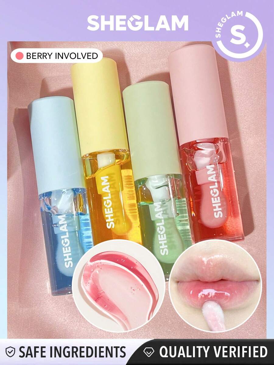 SHEGLAM Jelly Wow Hydrating Lip Oil-Berry Involved Moisturizing Clear ...