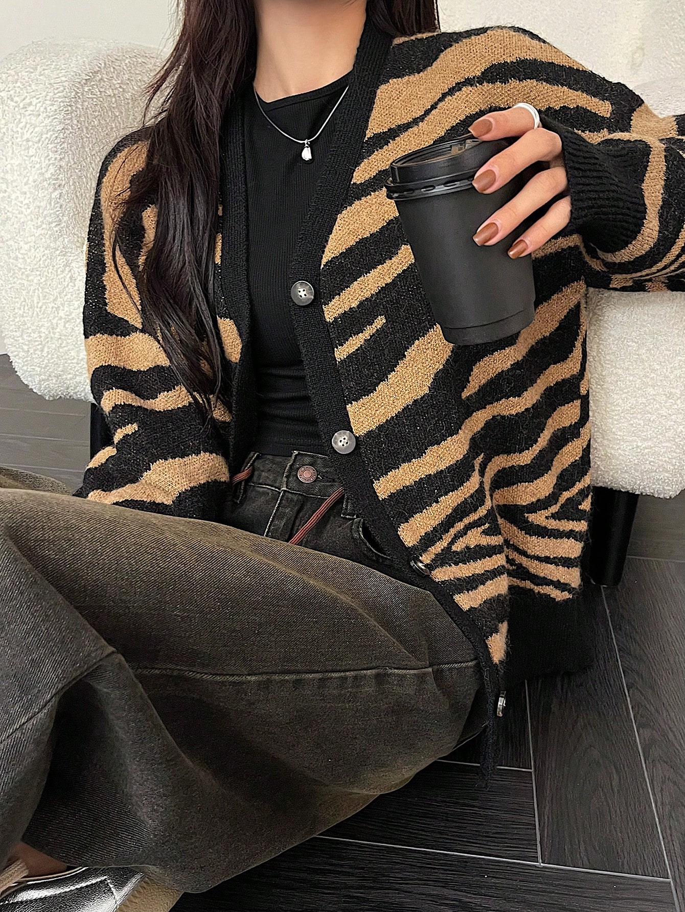 DAZY Women's Zebra Print Cardigan Sweater | SHEIN USA