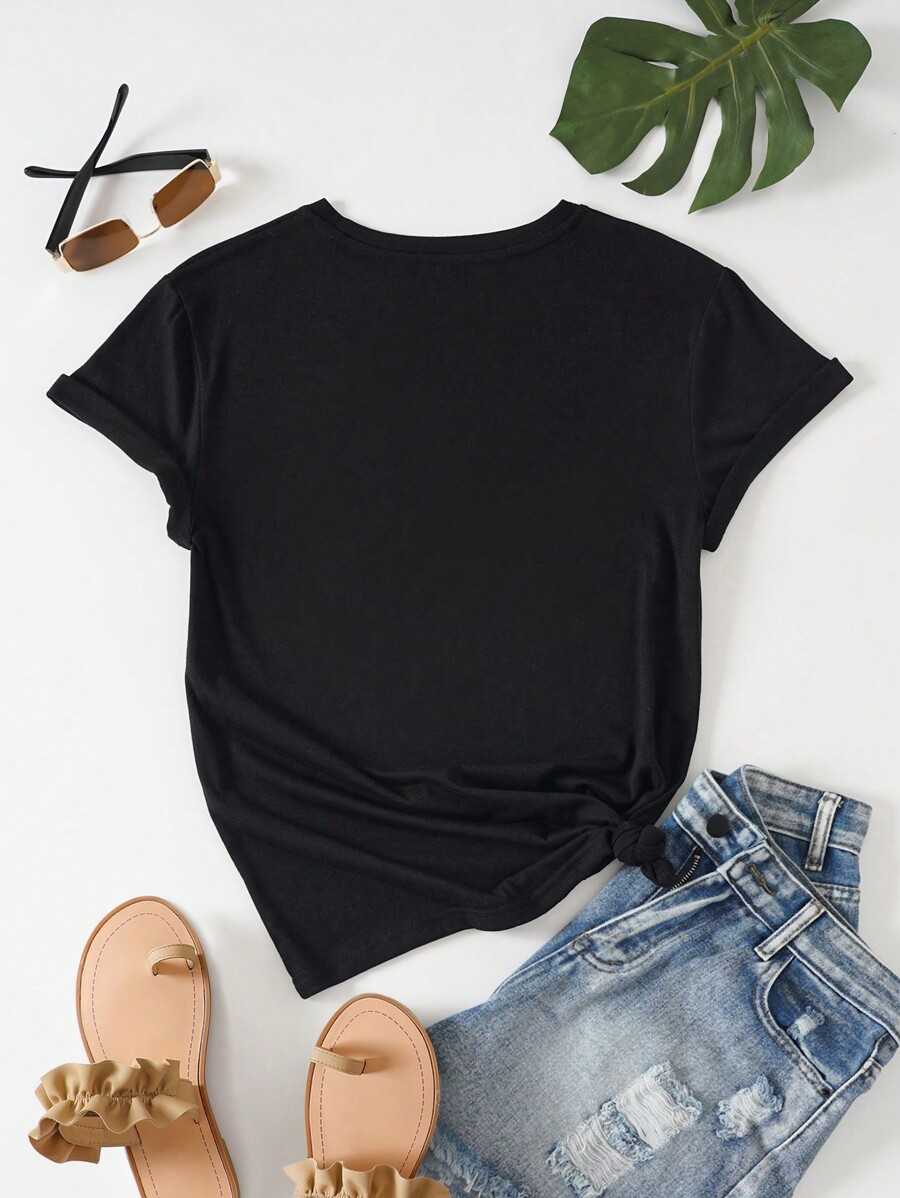 SHEIN Colorful Flower Pattern Casual Short Sleeve T-shirt | SHEIN USA