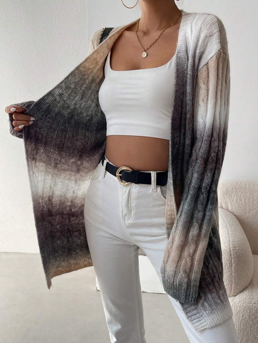 SHEIN Essnce Ombre Drop Shoulder Cardigan | SHEIN USA