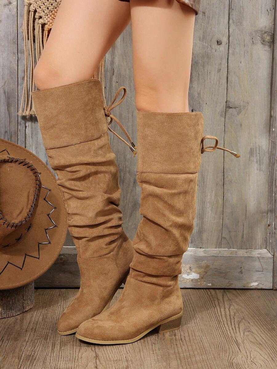 West Cowboy Styled Comfortable Wrinkled Vamp, Knee-high & Over-the-knee ...