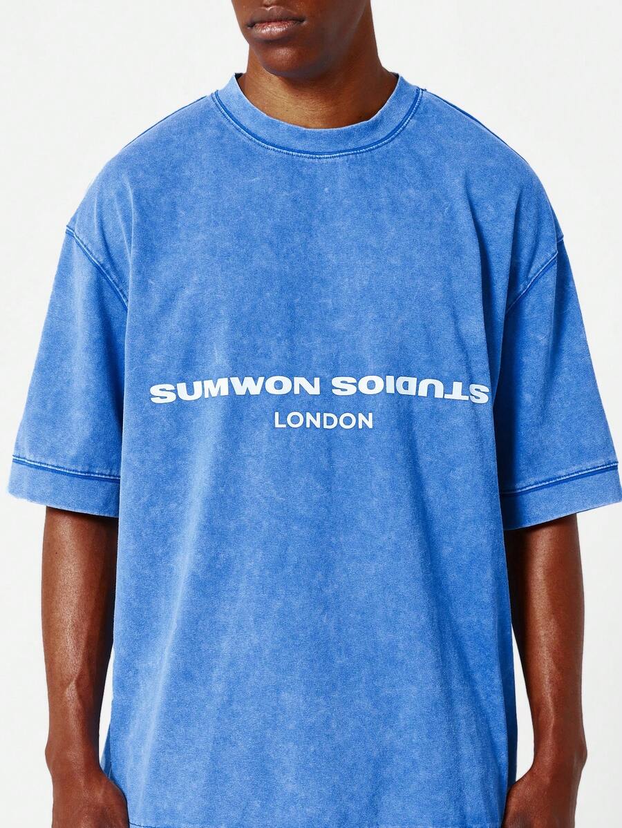 SUMWON เสื้อยืดขนาดใหญ่ ผ้าฟอกสี พิมพ์ลาย เมือง พร้อมใช้งานที่ ...