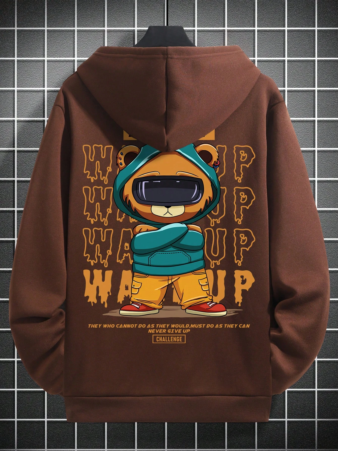 Manfinity EMRG Loose-Fit Men's Hoodie With Teddy Bear Print And Letter ...